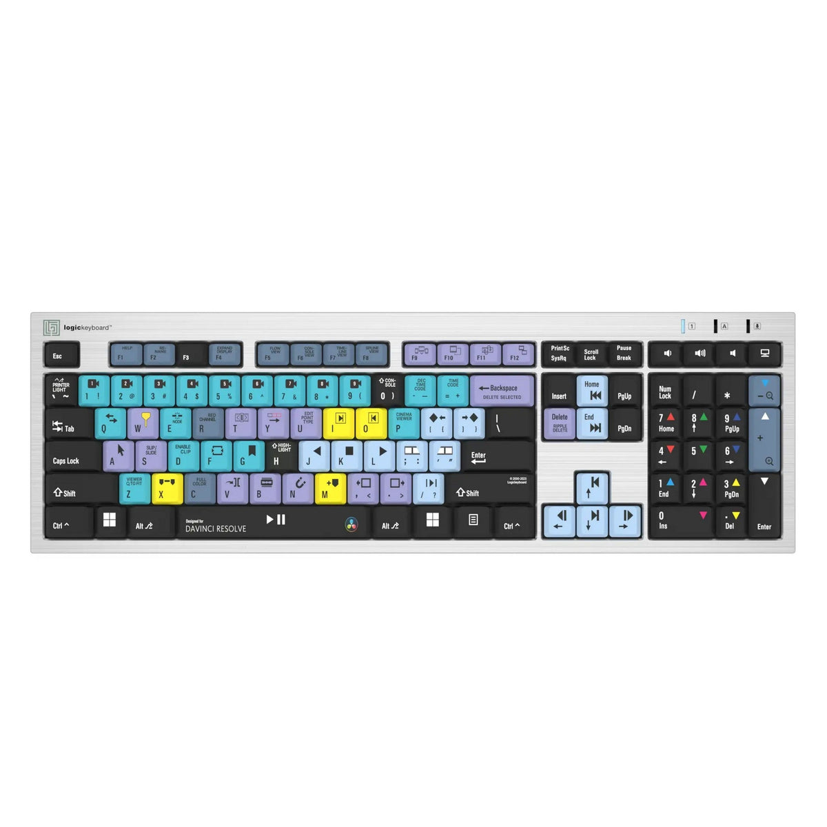 Logickeyboard DaVinci Resolve Silver Slimline Short Keyboard for Windo ...