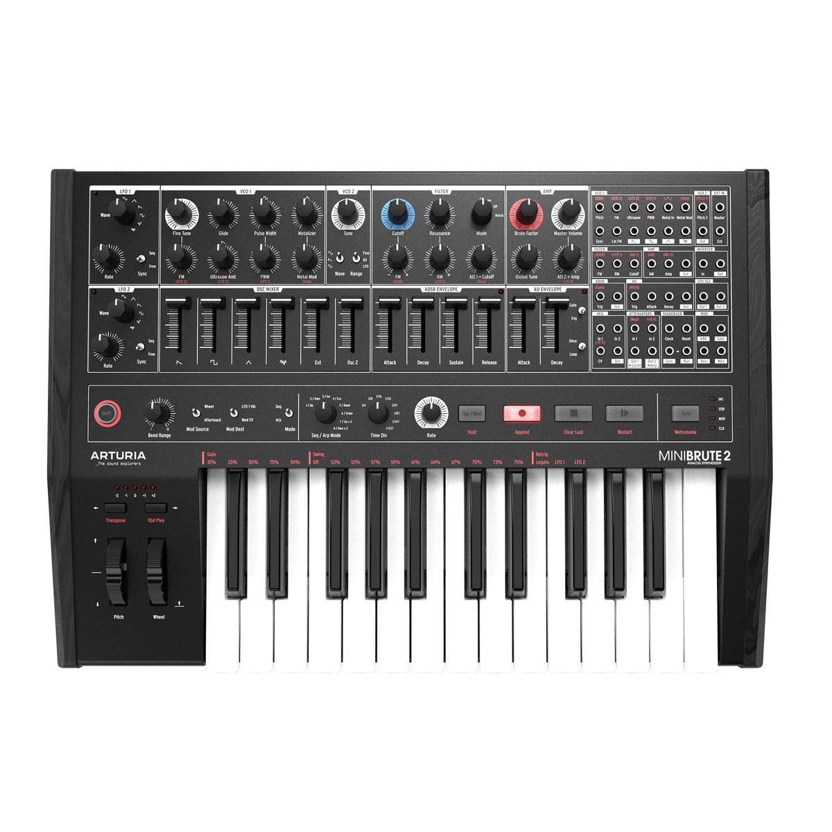 Arturia MiniBrute 2 Noir Semi Modular Classic/Reborn Monophonic Synthe ...