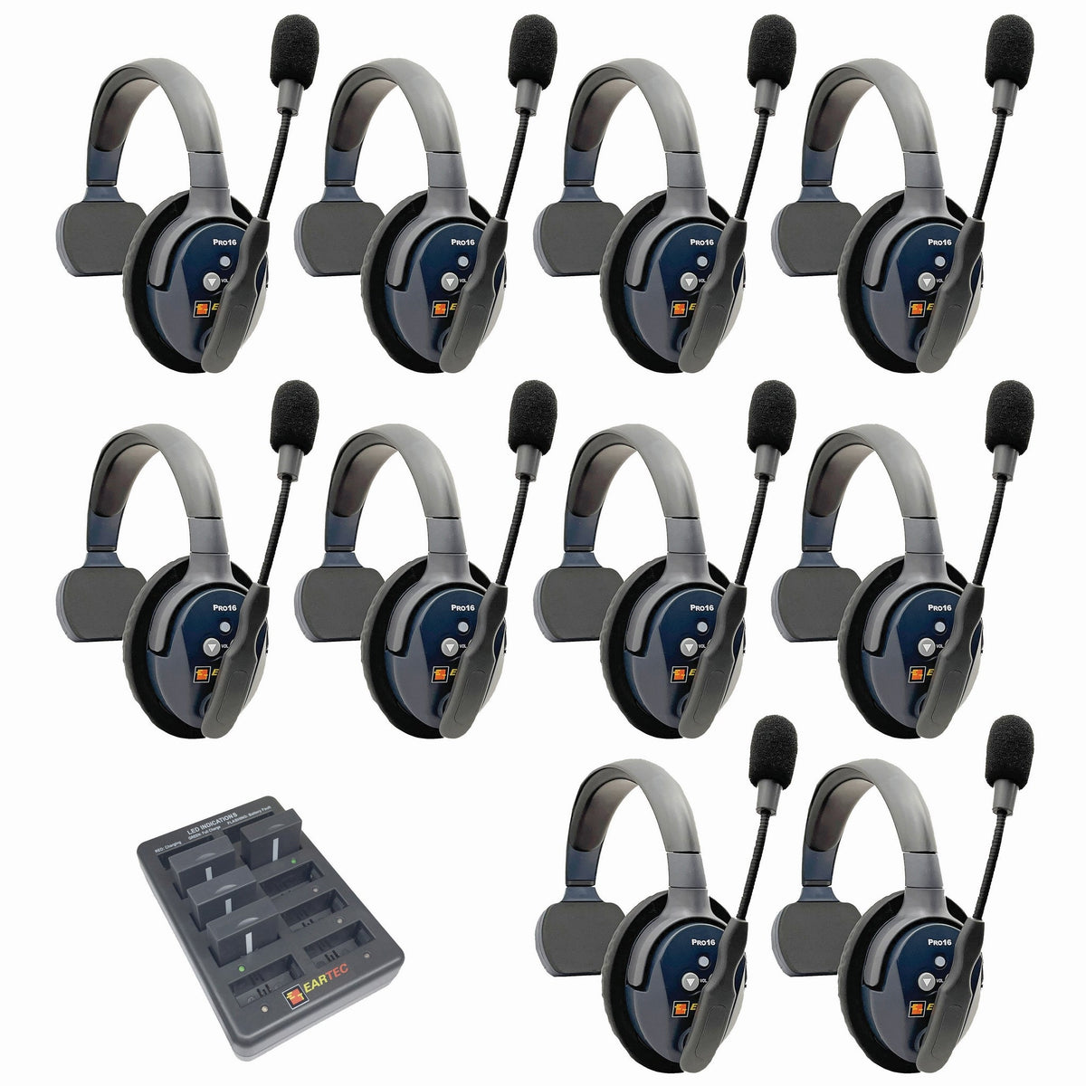 Eartec PRO16 Full Duplex True Wireless Headset Intercom Systems for 10 ...