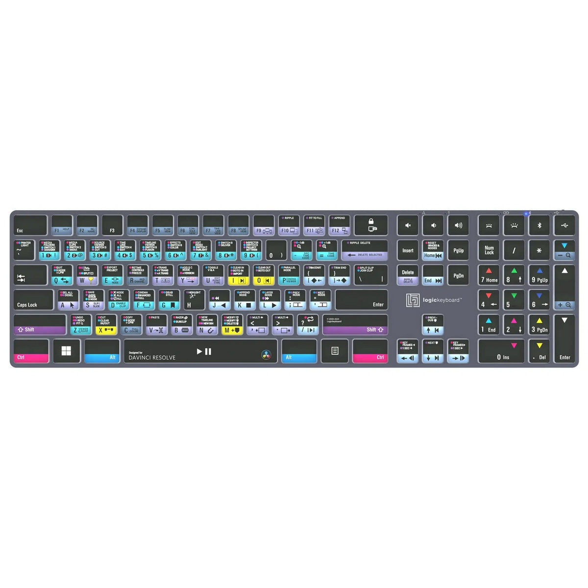 Logickeyboard TITAN Wireless Backlit Keyboard for DaVinci Resolve, US ...