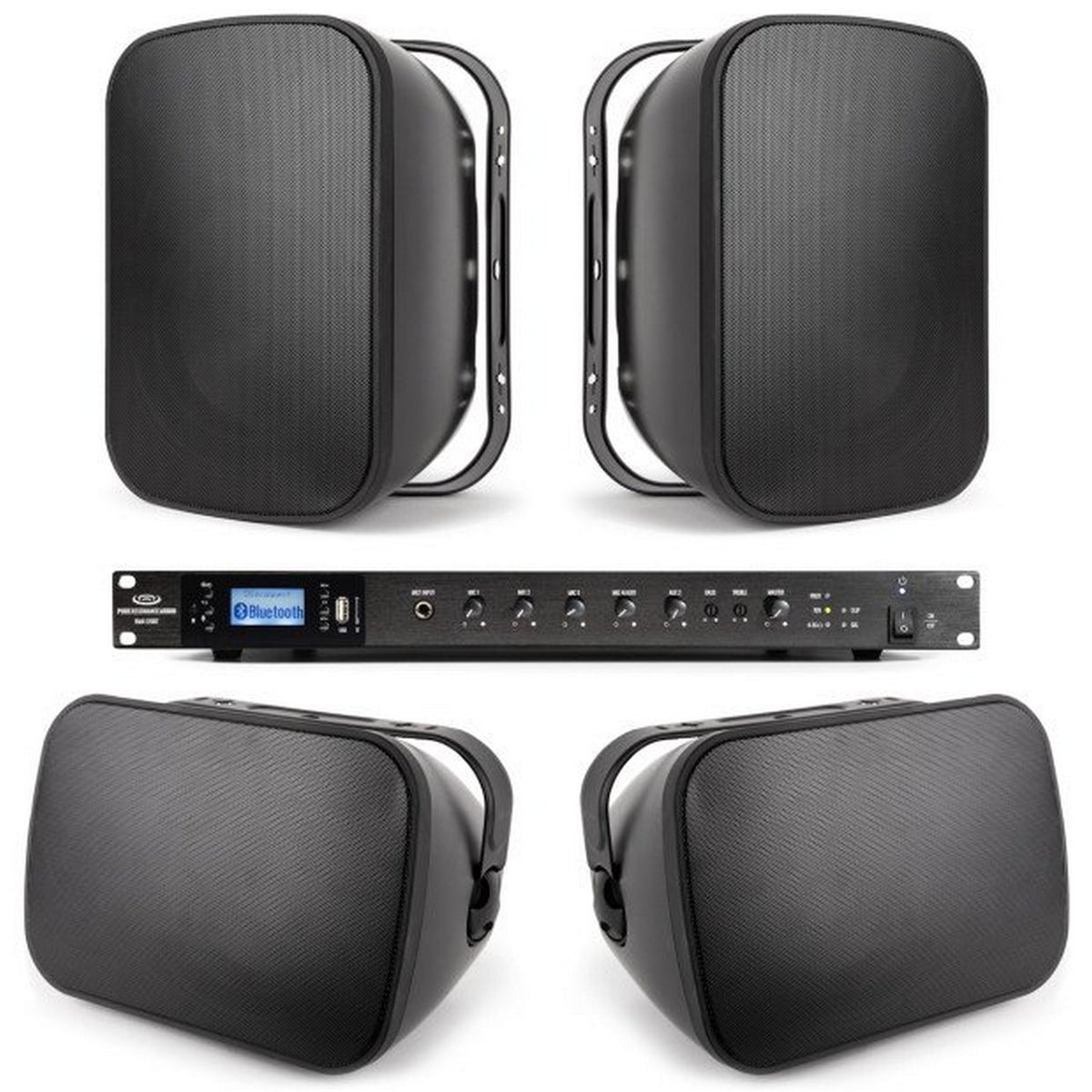 Pure Resonance Audio Fitness Sound System with 4 S6.1 Surface Mount Sp ...