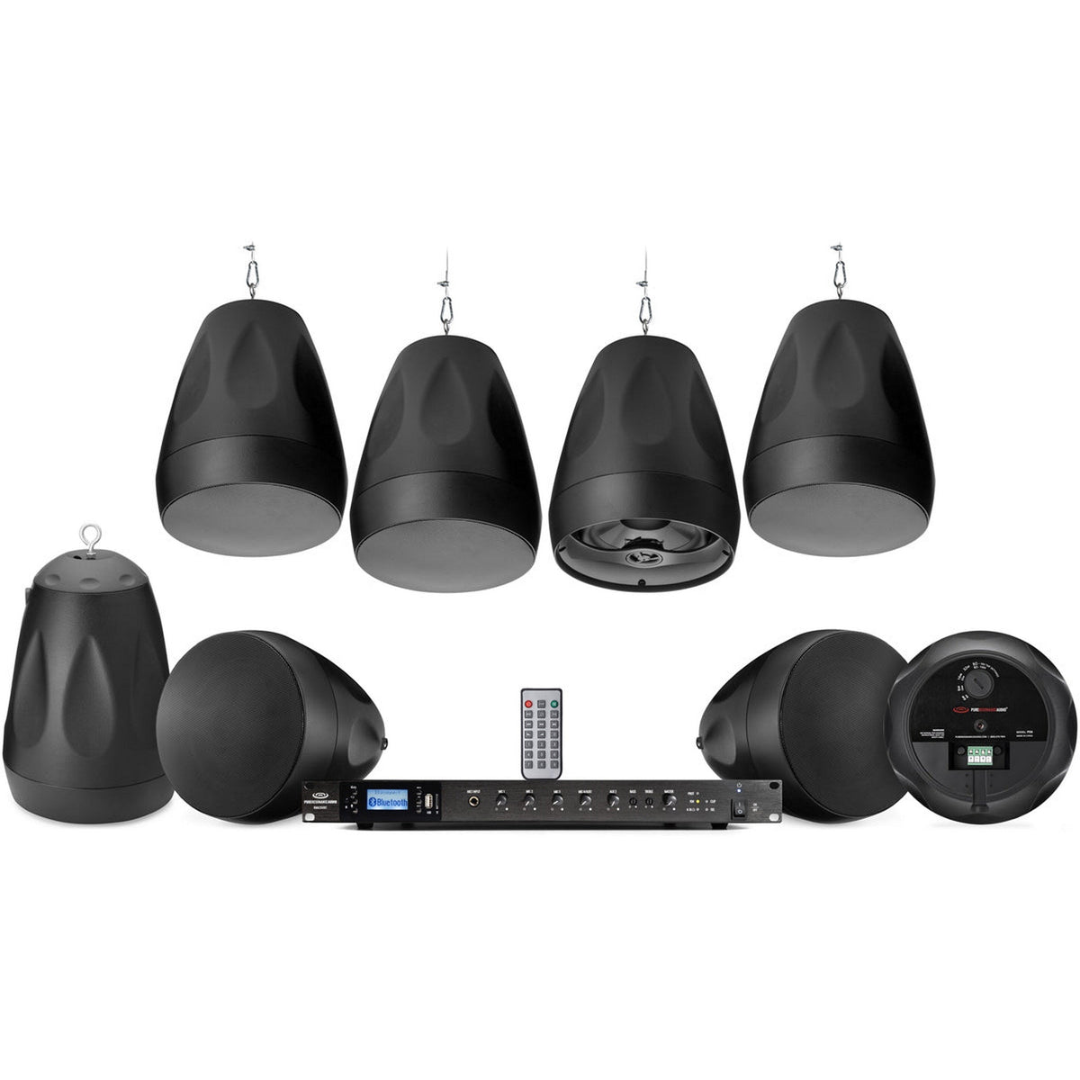 Pure Resonance Audio Restaurant Sound System with (8) PD6 Pendant Spea ...