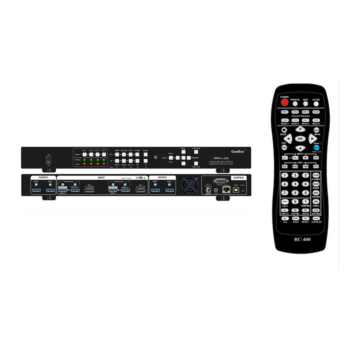 VigilLink 4 CH 4K In/Out Video Wall Controller, 2x4 Matrix Switch – AVLGEAR