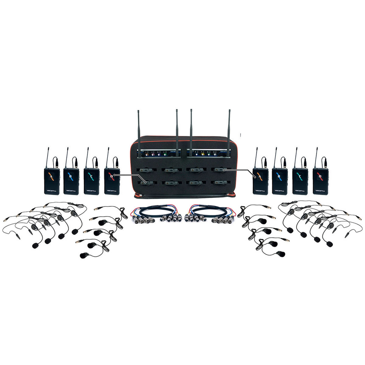 VocoPro MIB-QUAD-8B 8-Channel Wireless Headset/Lapel Microphone System ...