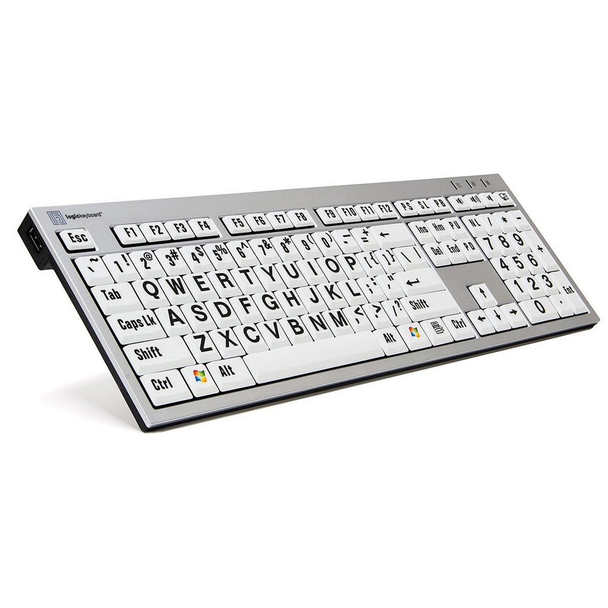 Logickeyboard Large Print Black on White Slim Line PC Keyboard Accurat ...